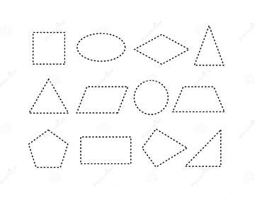 2D Basic Shapes with Dotted Line, Tracing Lines Practice Concept ...