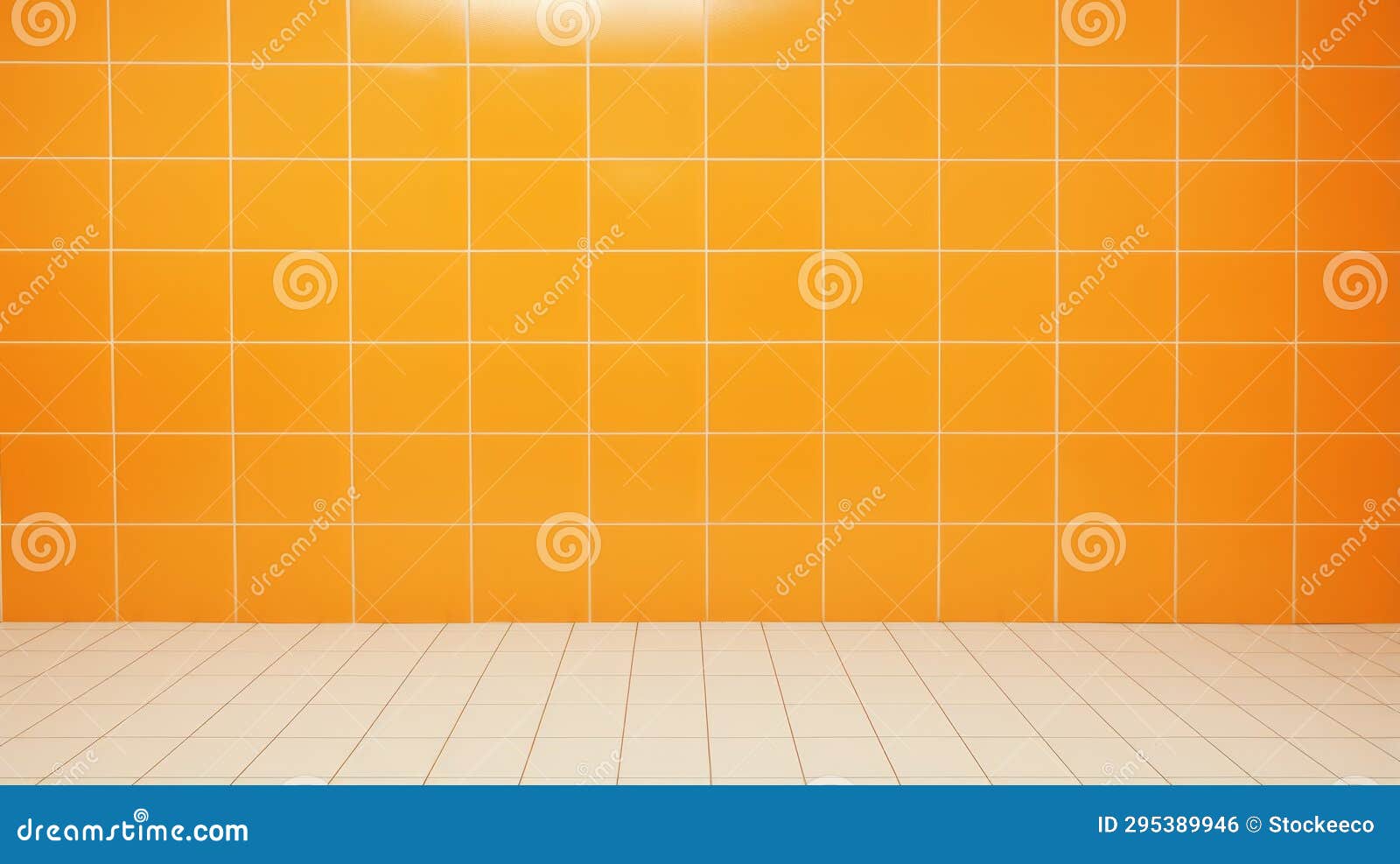Minimalist Orange and White Tiled Bathroom Wall Stock Photo Stock Illustration - Illustration of ...