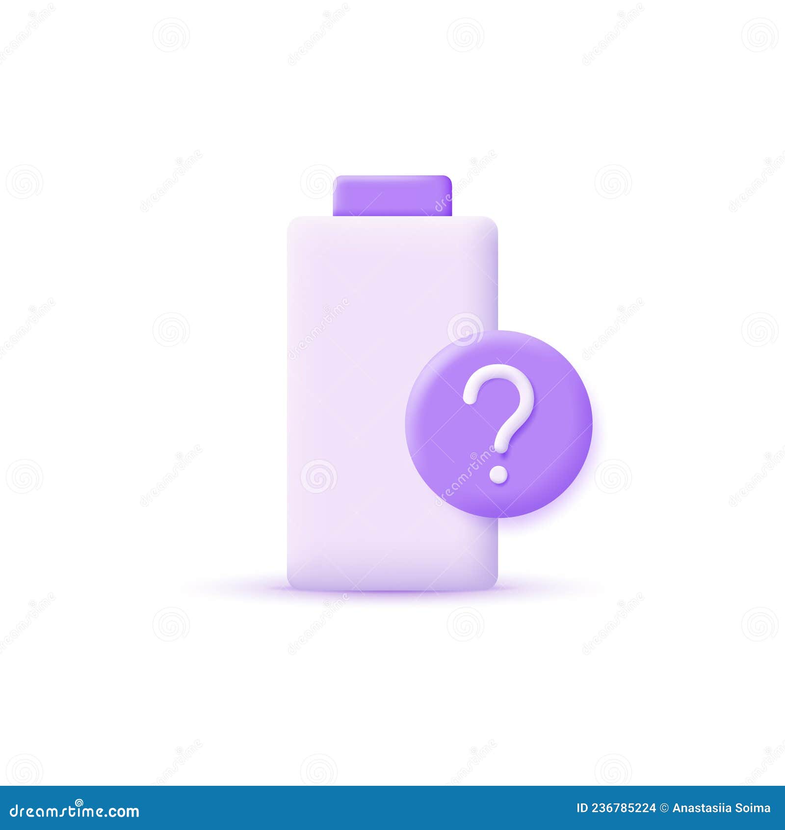 3d Battery Icon and Question Mark Isolated on White Background. Modern ...