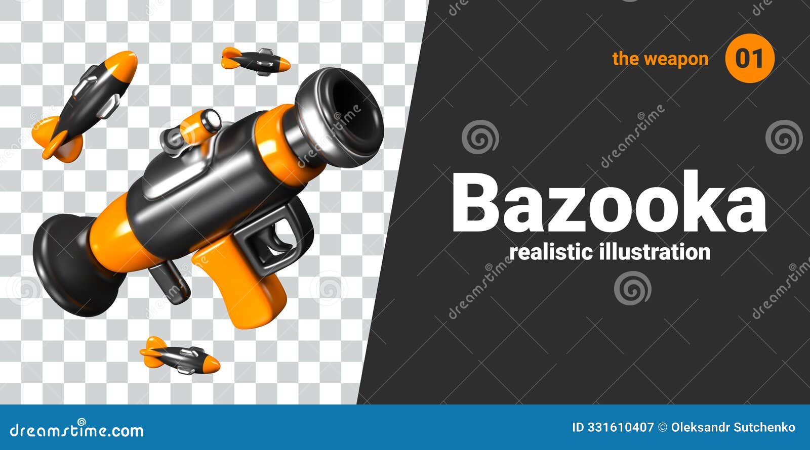 3D Bazooka and Shells, Rockets. Set of Vector Models for Virtual Battle ...