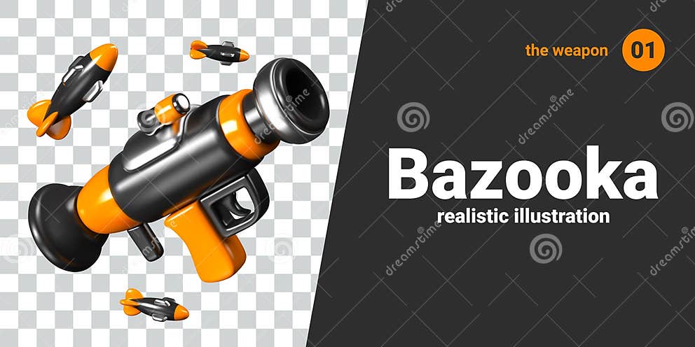 3D Bazooka and Shells, Rockets. Set of Vector Models for Virtual Battle Stock Illustration ...