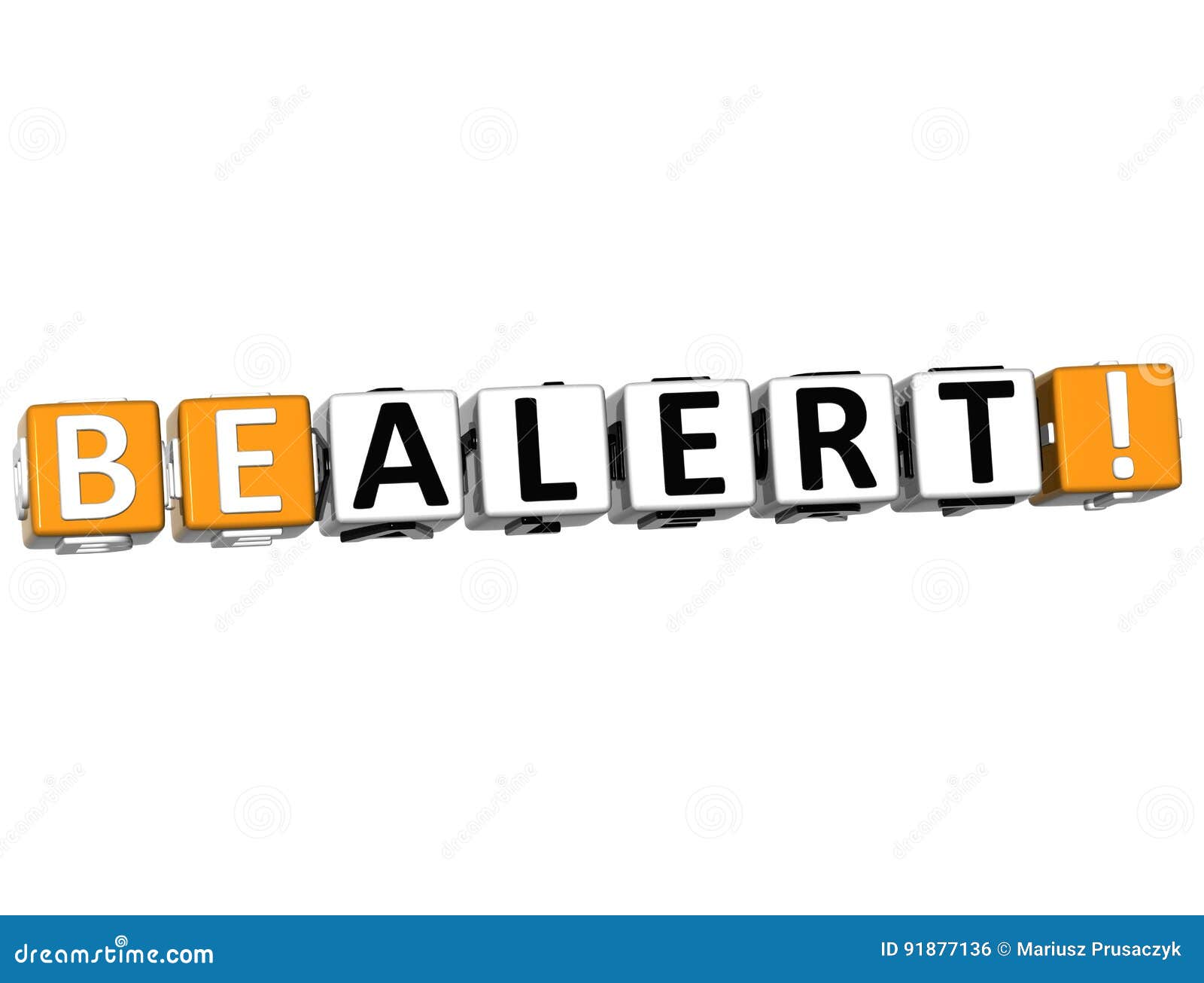 3D Be Alert Cube text stock illustration. Illustration of blog - 91877136