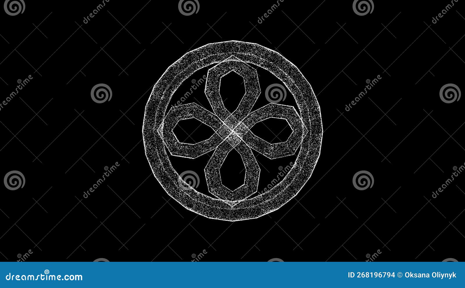 3D Beautiful Flower Pattern on Black Background. Object Dissolved White ...