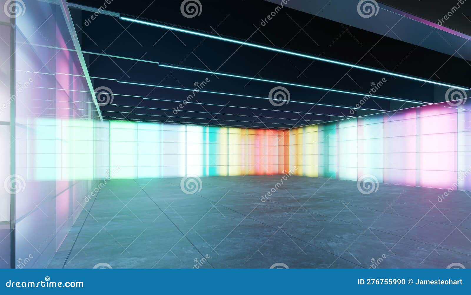 3D Beautiful Translucent Colorful Glass Wall Interior Stock ...