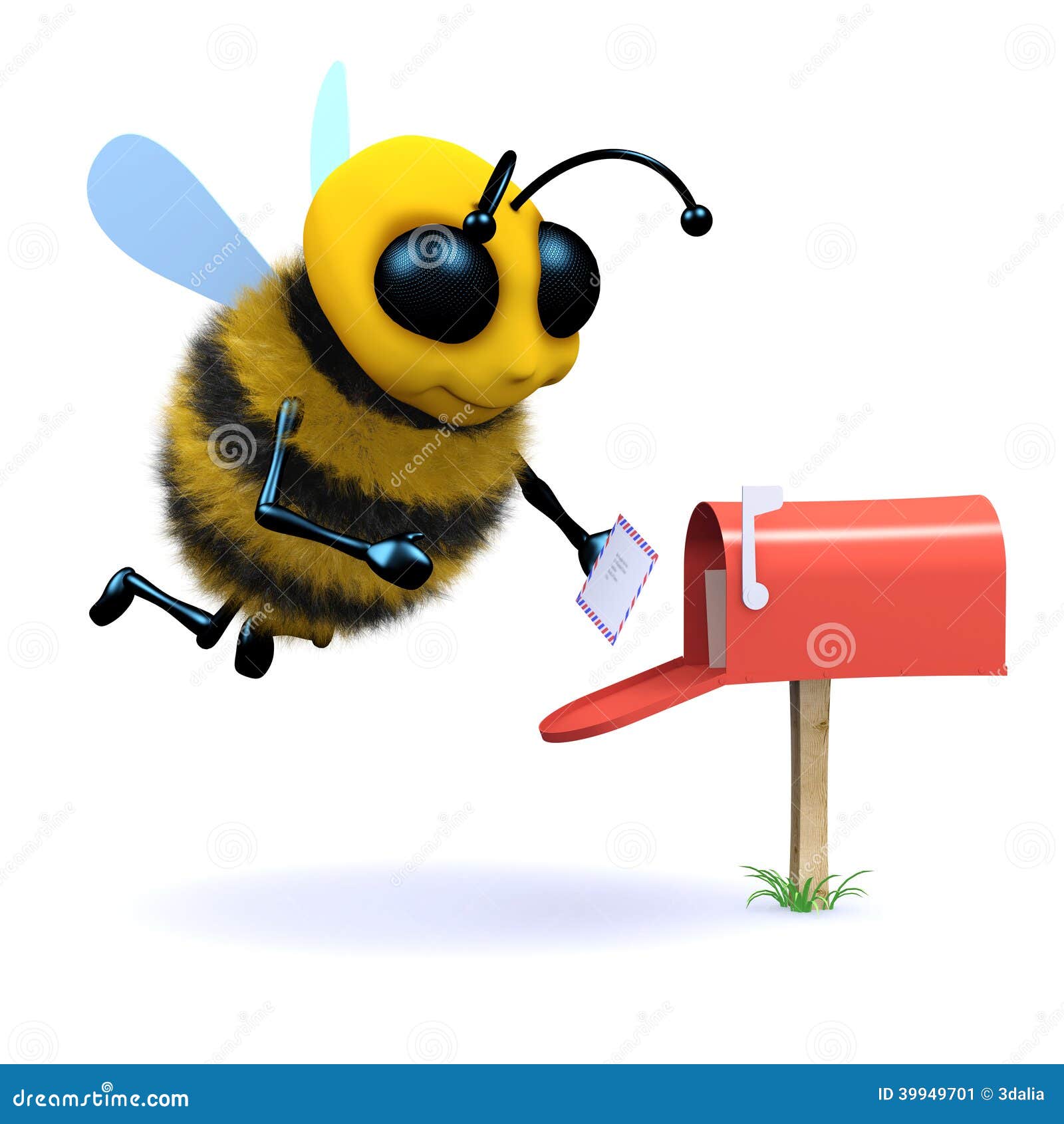 3d Bee gets mail stock illustration. Illustration of communication ...