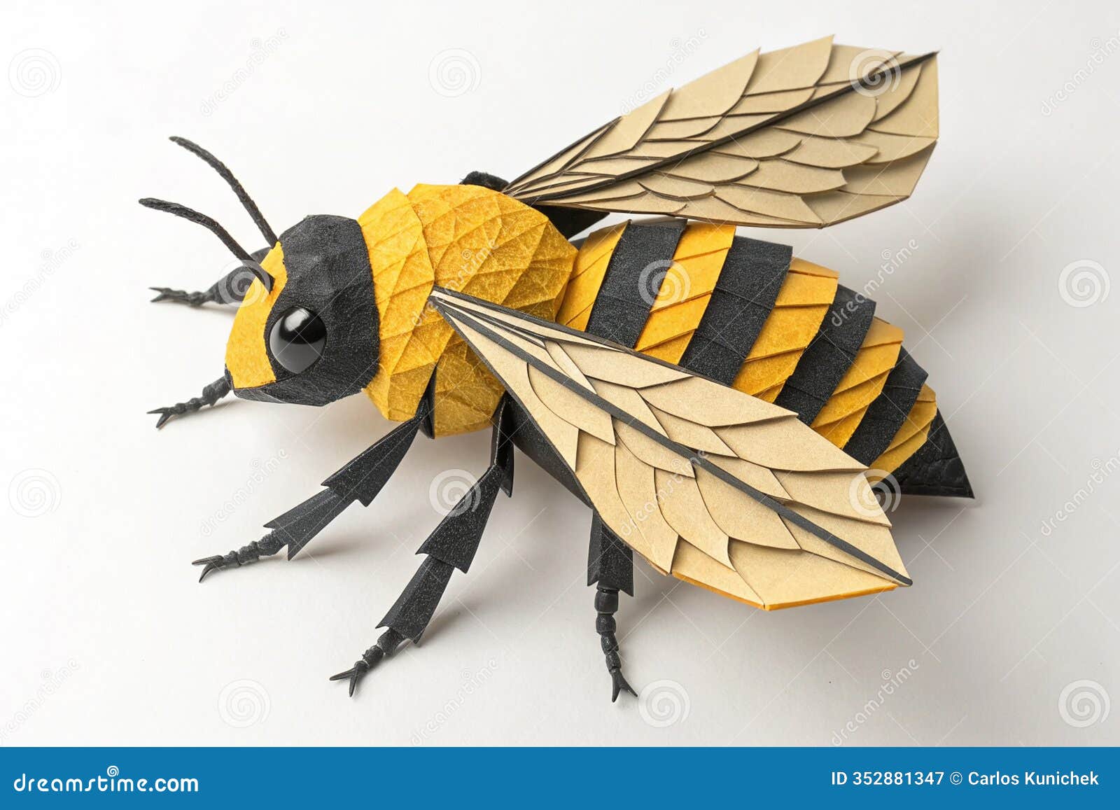 3d Bee Insect with Origami Effect - Generated by Ai Stock Illustration ...