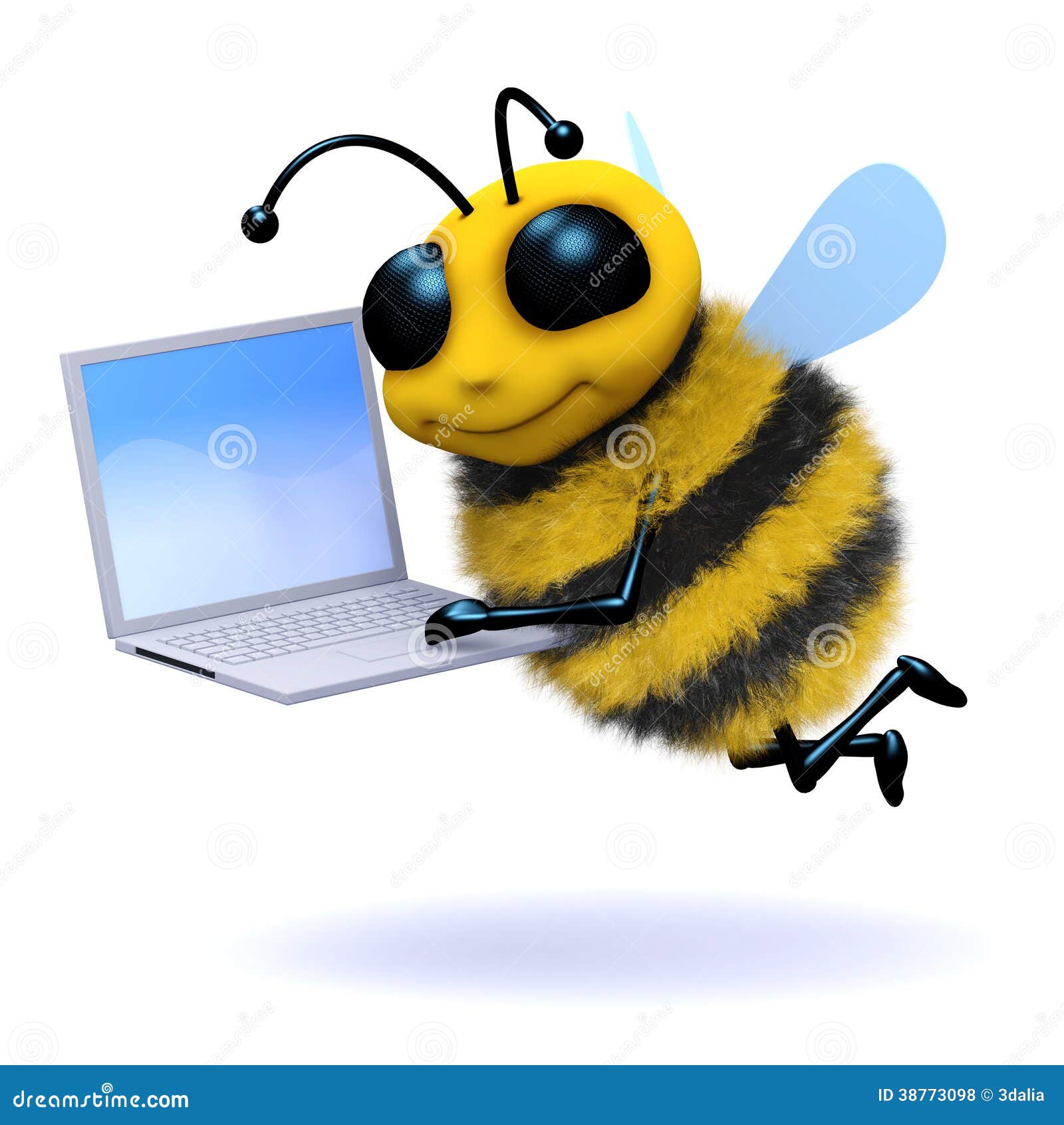 3d Bee laptop stock vector. Illustration of laptop, wings - 38773098