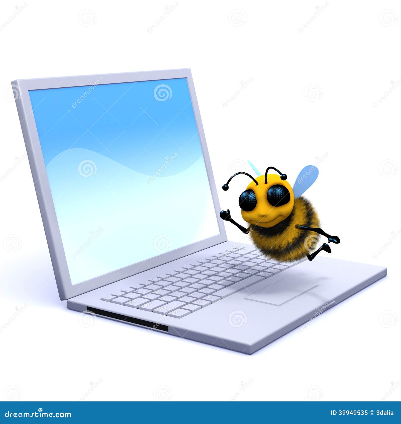 3d Bee on a laptop stock illustration. Illustration of antenna - 39949535