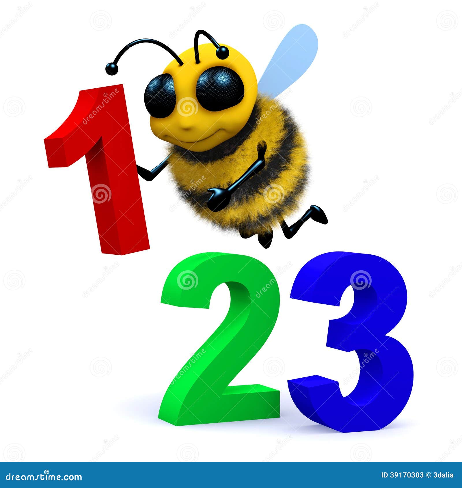 3d 123 Bee stock illustration. Illustration of numbers - 39170303