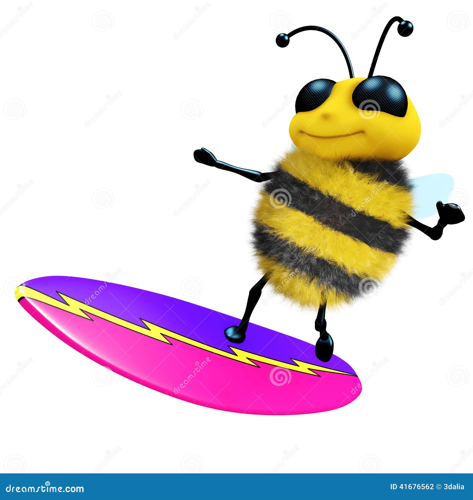 3d Bee surfer stock illustration. Illustration of nature - 41676562