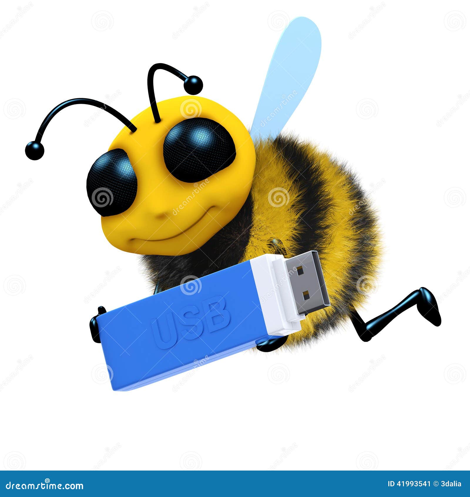 3d Bee USB stock vector. Illustration of cute, antenna - 41993541