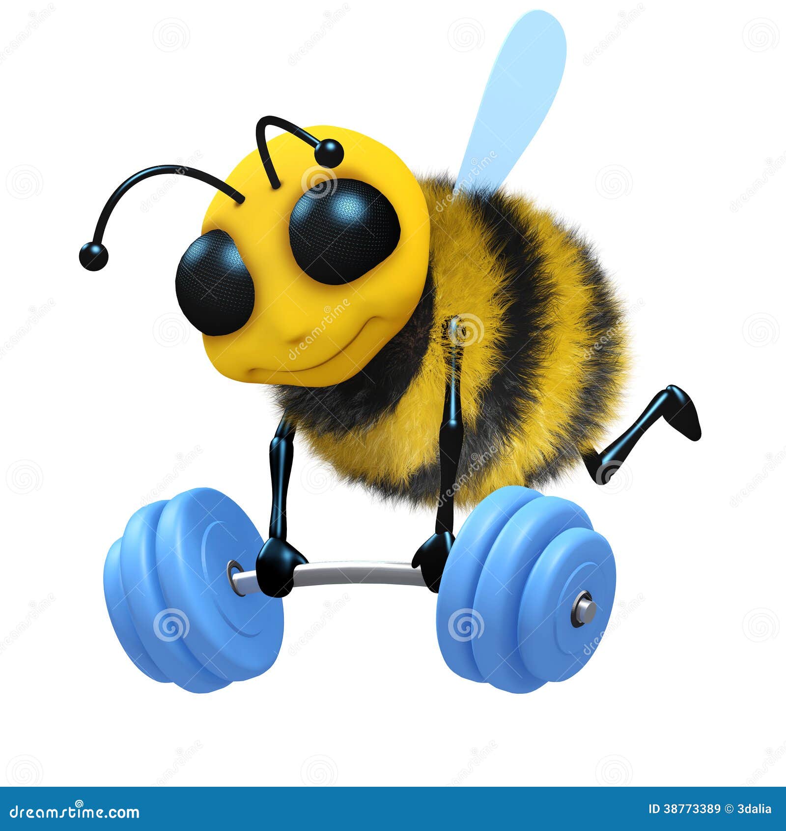 3d Bee weightlifter stock illustration. Illustration of character ...