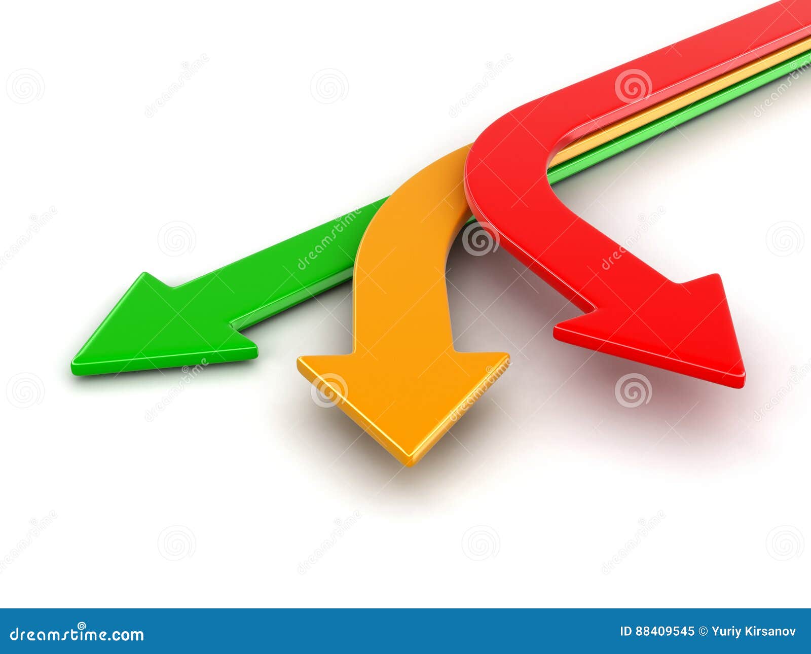 3d Beeld Van Pijlen in Drie Richtingen Stock Illustratie - Illustration ...