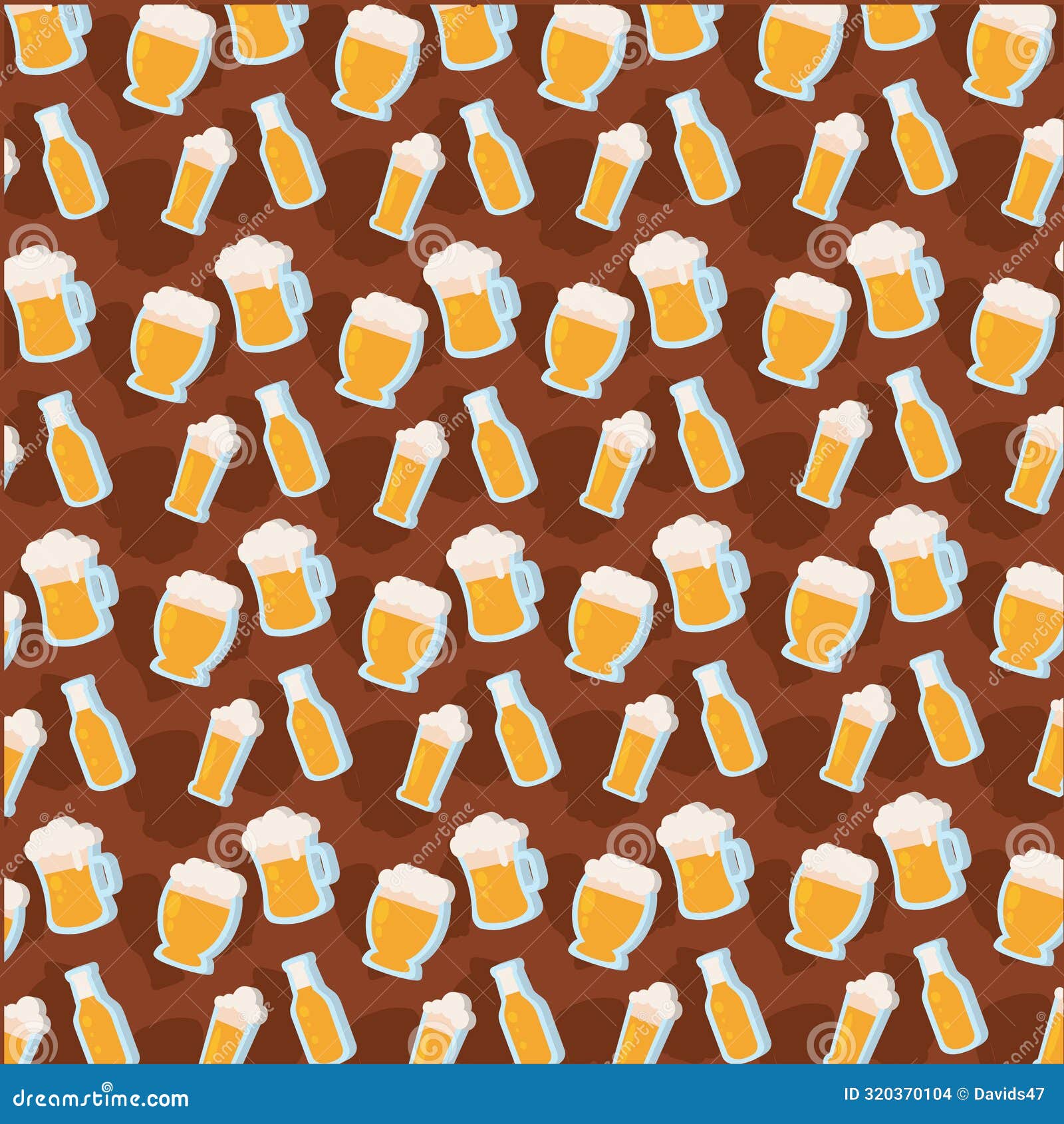 3D Beer Glass Icons Pattern Background Vector Stock Vector ...