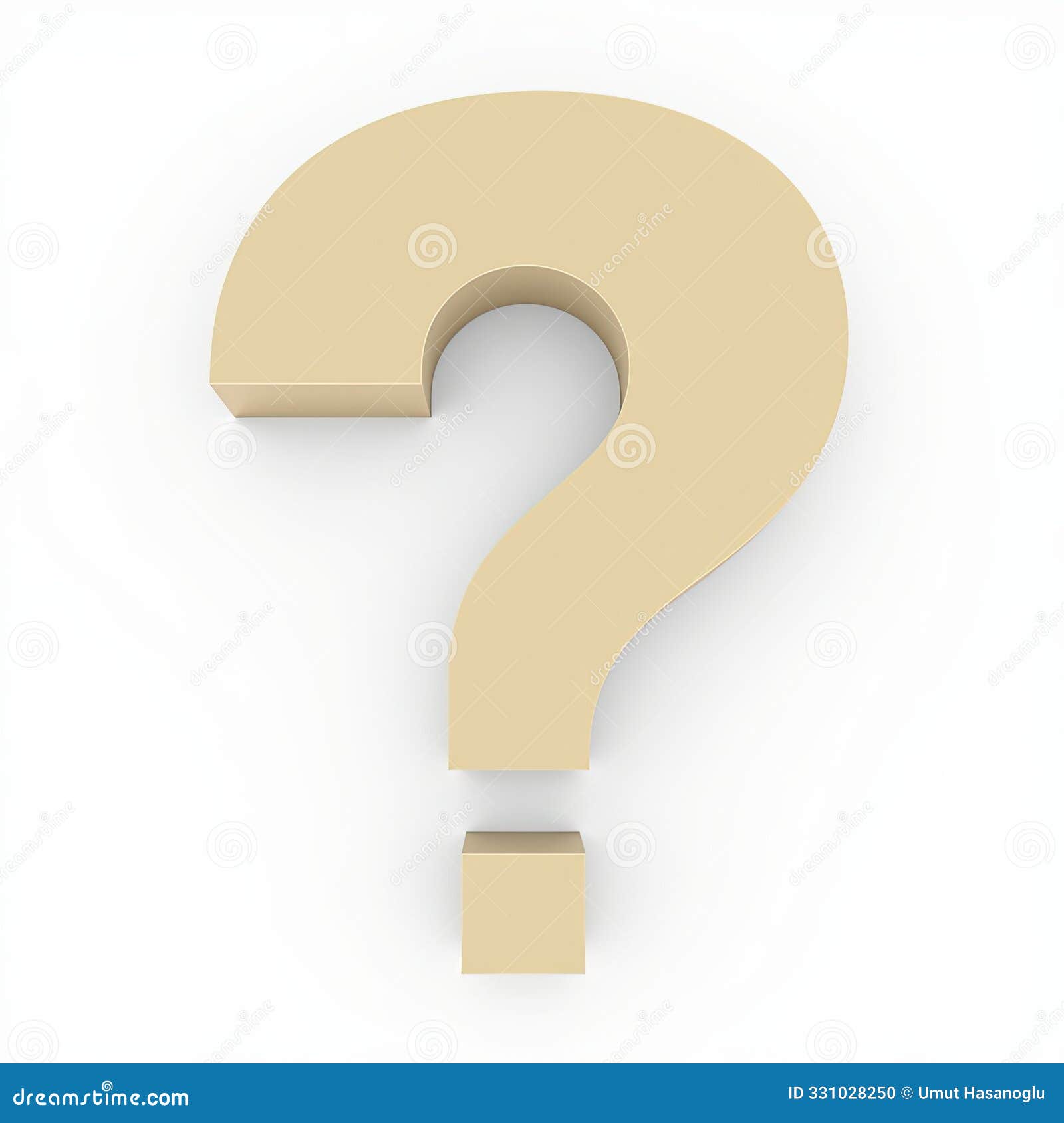 3D Beige Question Mark Symbol Isolated on a White Background, Casting a ...