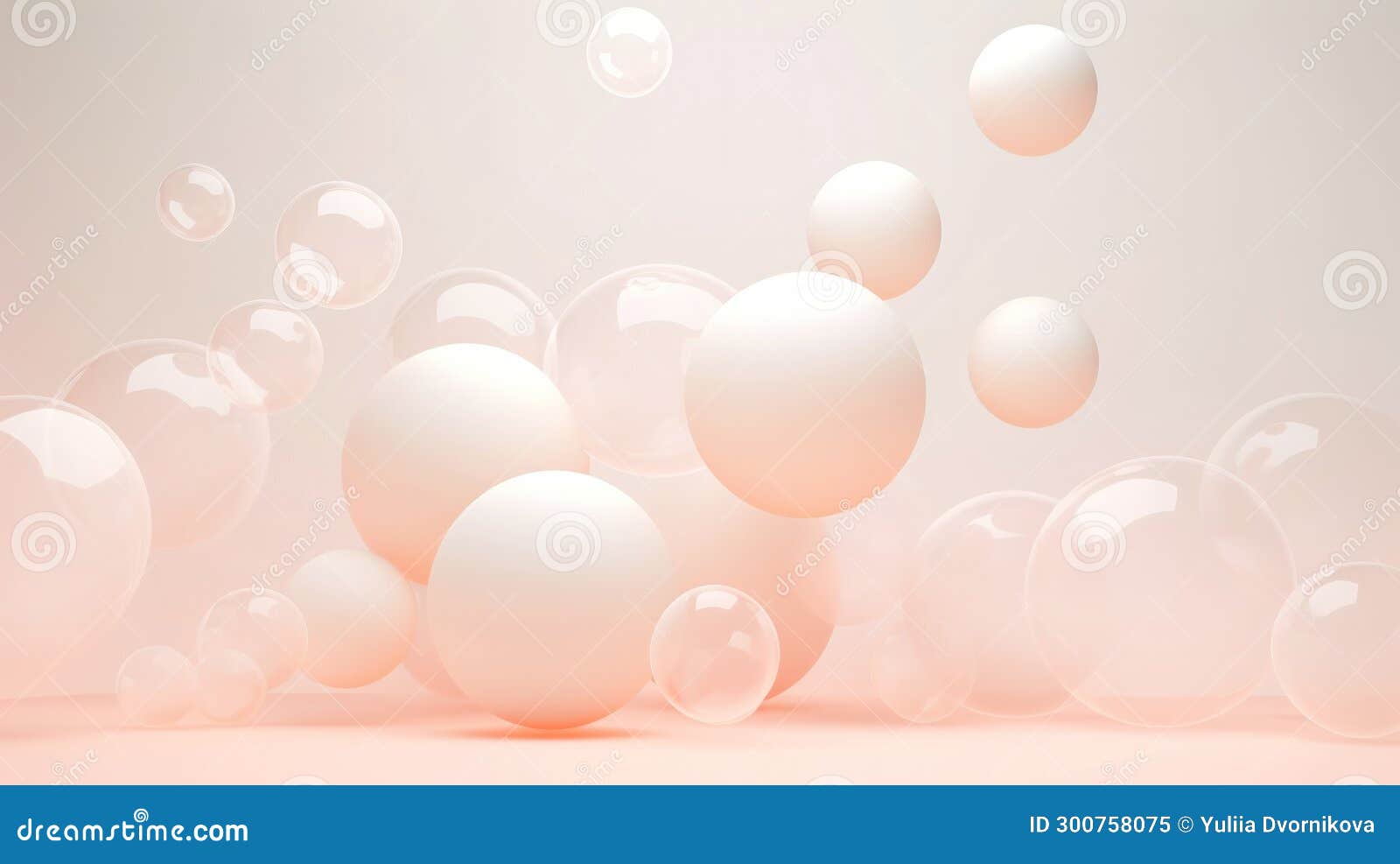 3D Beige Spheres of Different Sizes and Transparency. Pastel Colour ...
