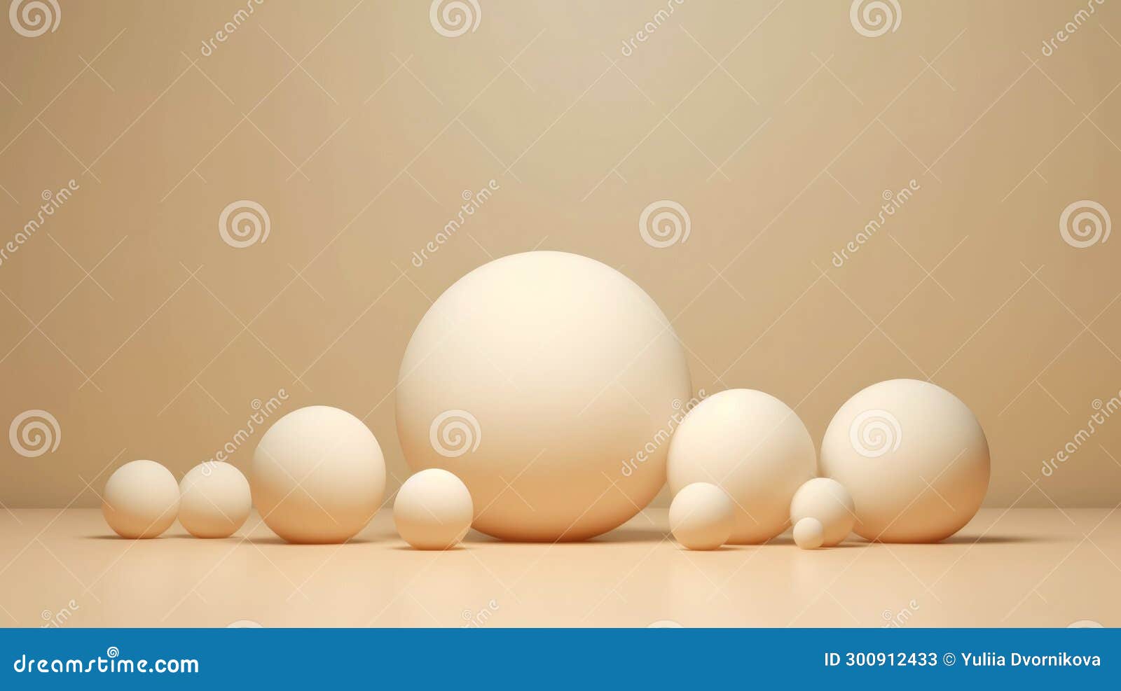 3D Beige Spheres of Different Sizes and Transparency. Pastel Colour ...