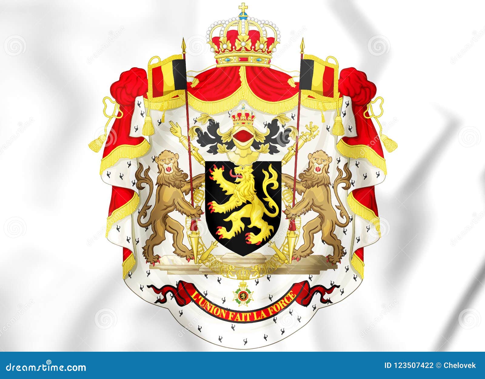 3D Belgium Coat of Arms. stock illustration. Illustration of kingdom ...