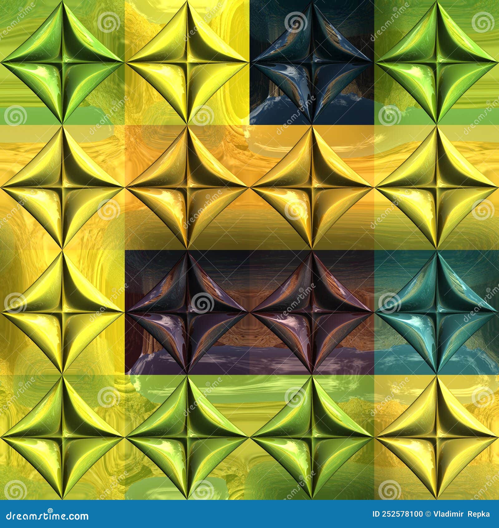 3D Beveled Generative Glossy Pattern Tile Stock Illustration ...