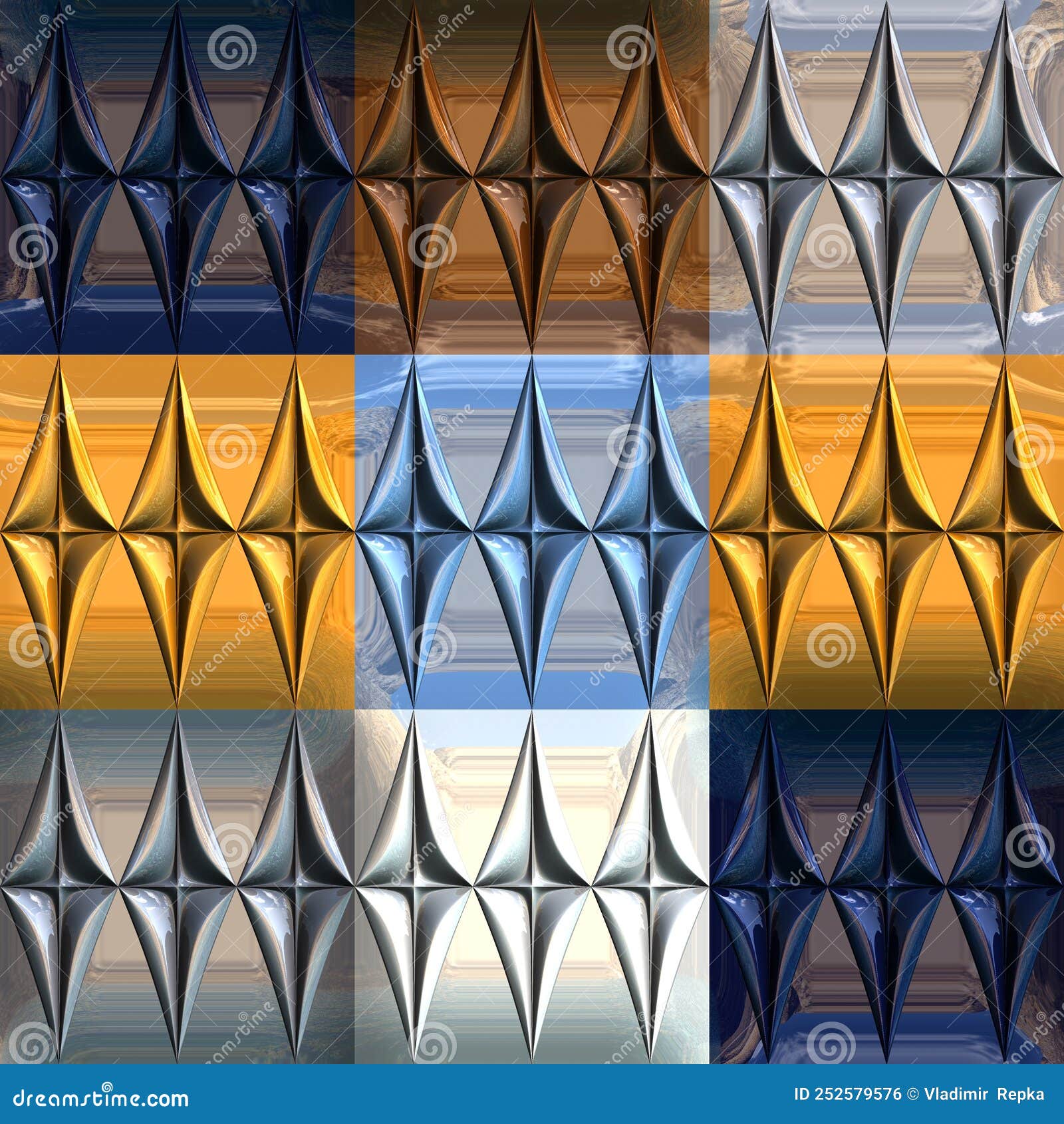 3D Beveled Generative Glossy Pattern Tile Stock Illustration ...