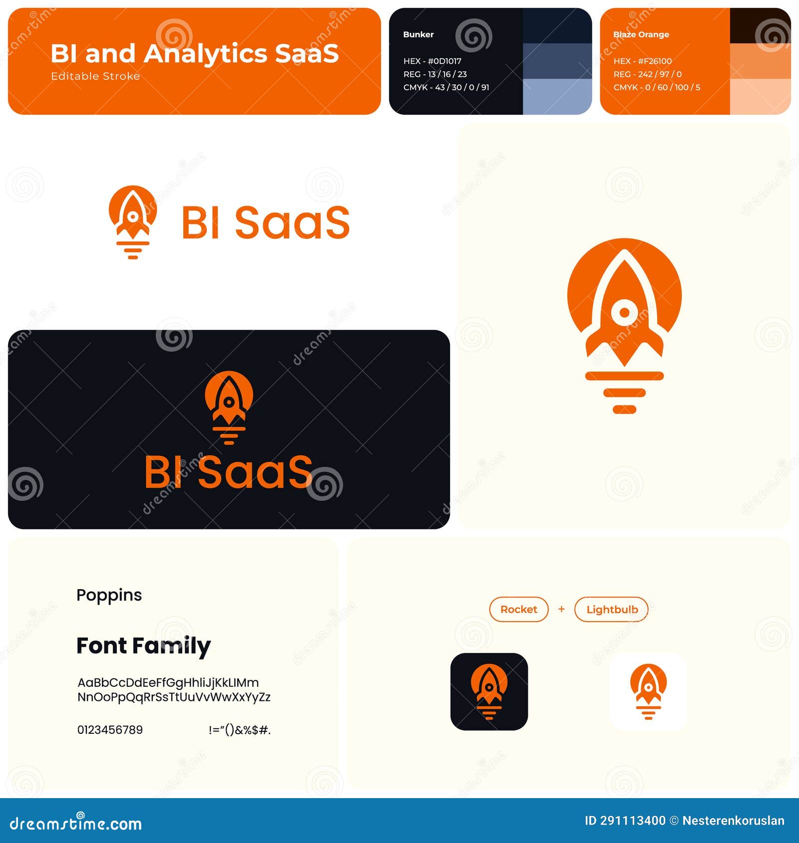 2D BI and Analytics SaaS Brand Template with Unique Logo Stock ...