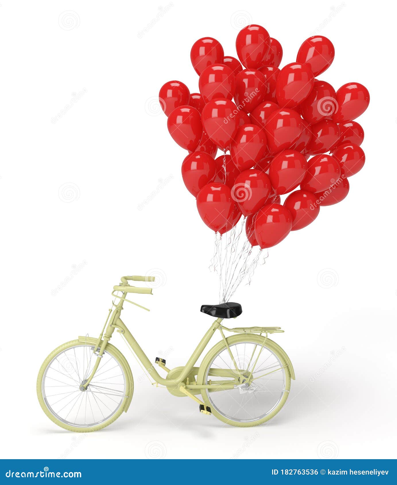3D Bicycle with Many Balloons Stock Illustration - Illustration of ...