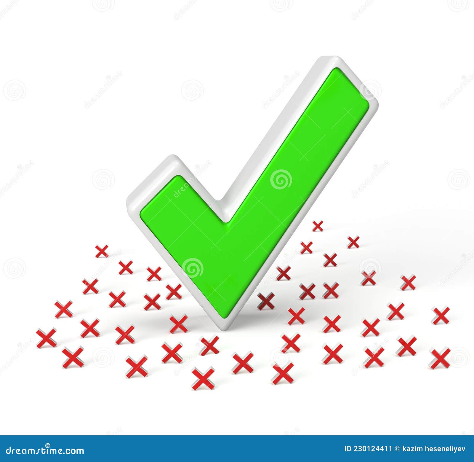 3D Big Check and Small X Icon Stock Illustration - Illustration of ...