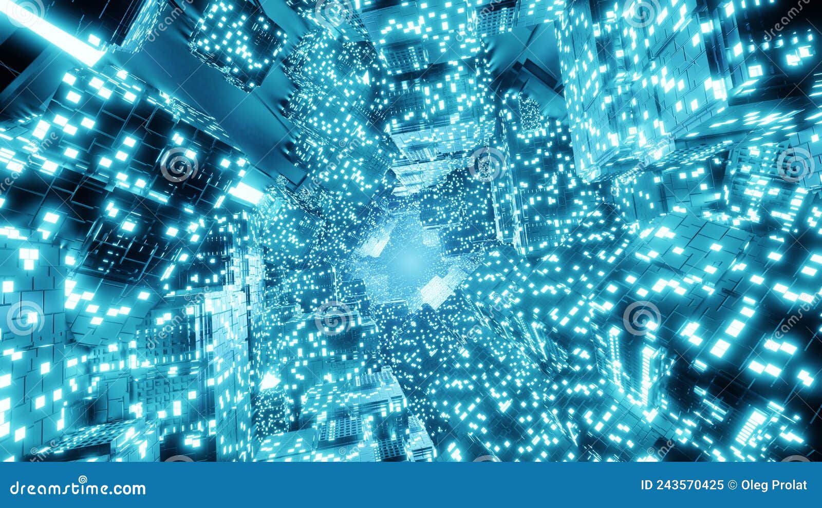 3D Big Data Digital Background Square with Futuristic Matrix. 3D ...