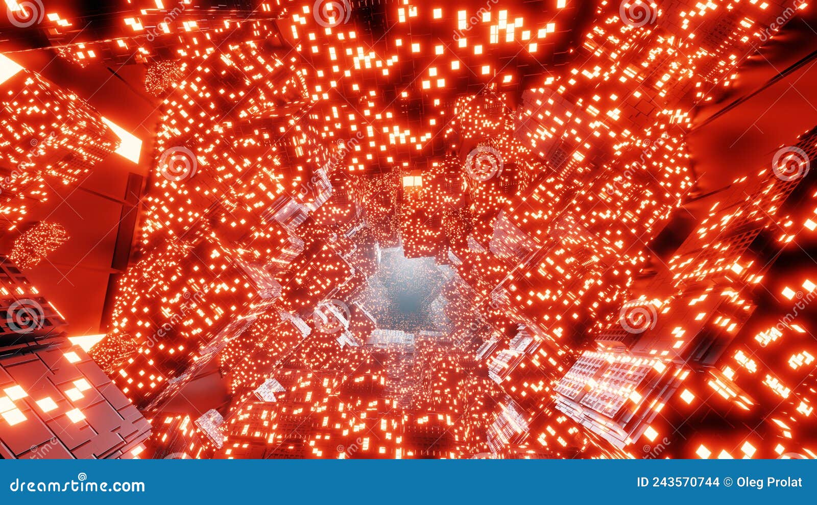 3D Big Data Digital Background Square with Futuristic Matrix. 3D ...