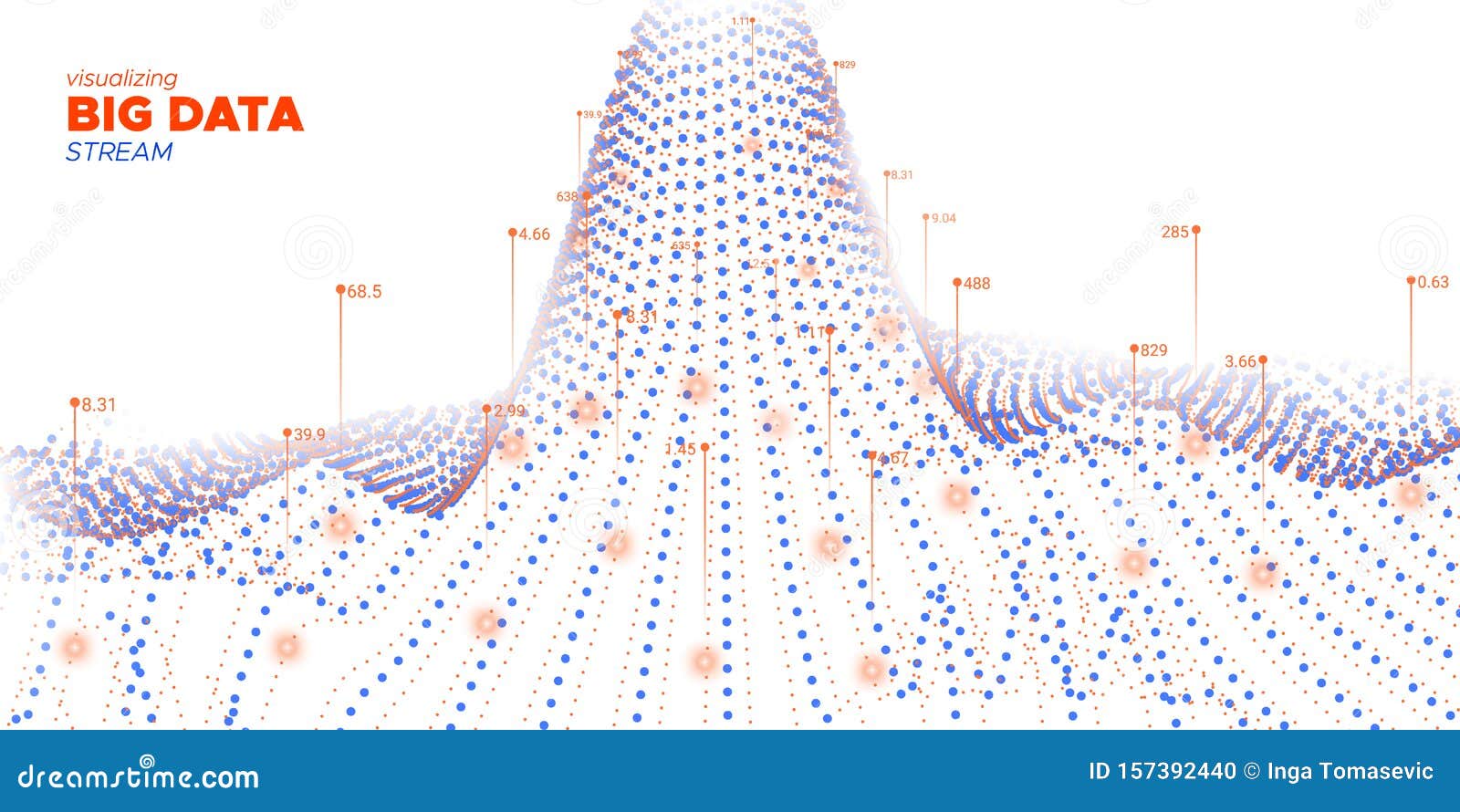 3d Big Data. Orange Technology Background Stock Vector - Illustration ...