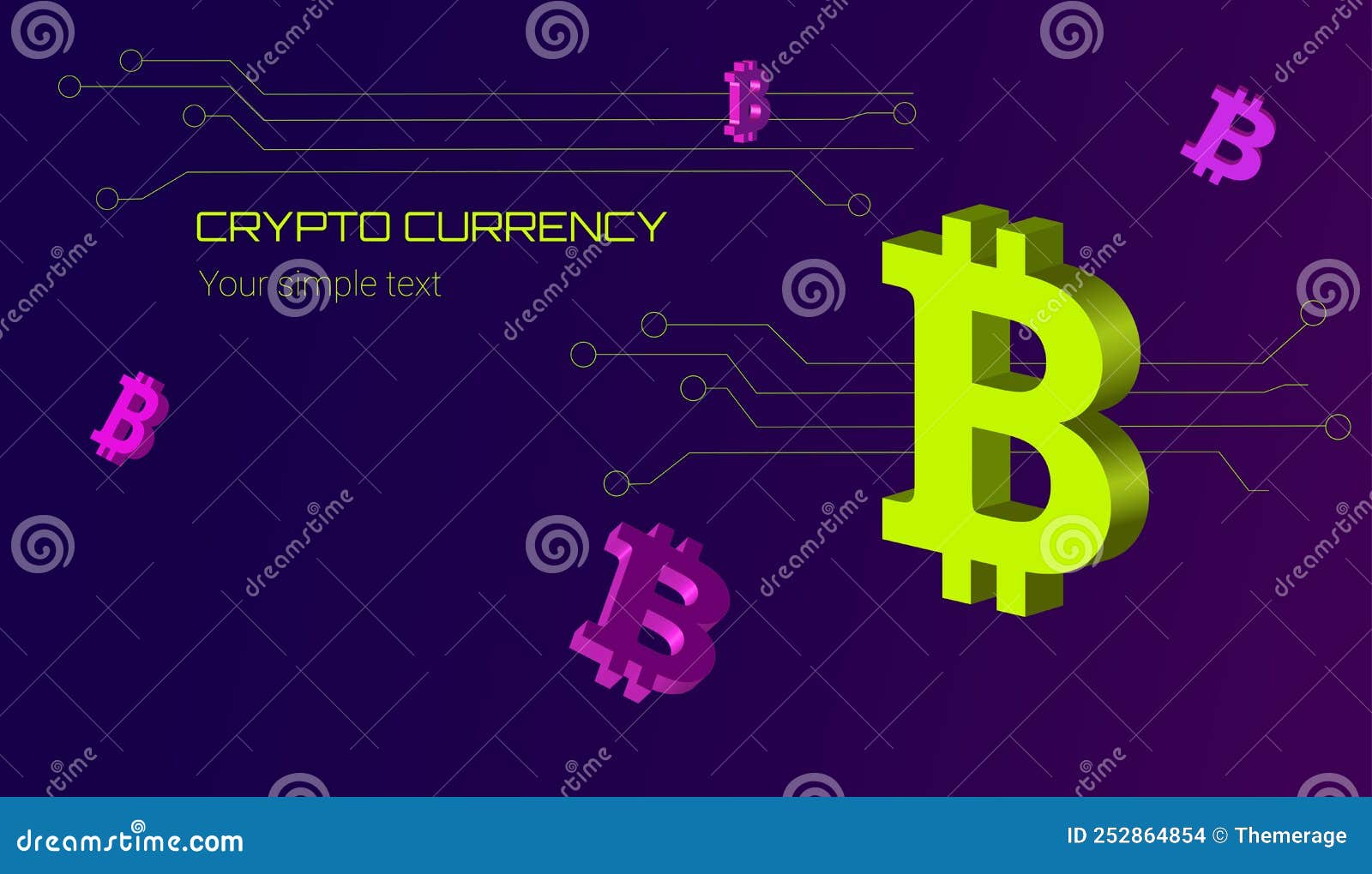3d Bitcoin Cryptocurrency Sign on a Purple Background with a ...