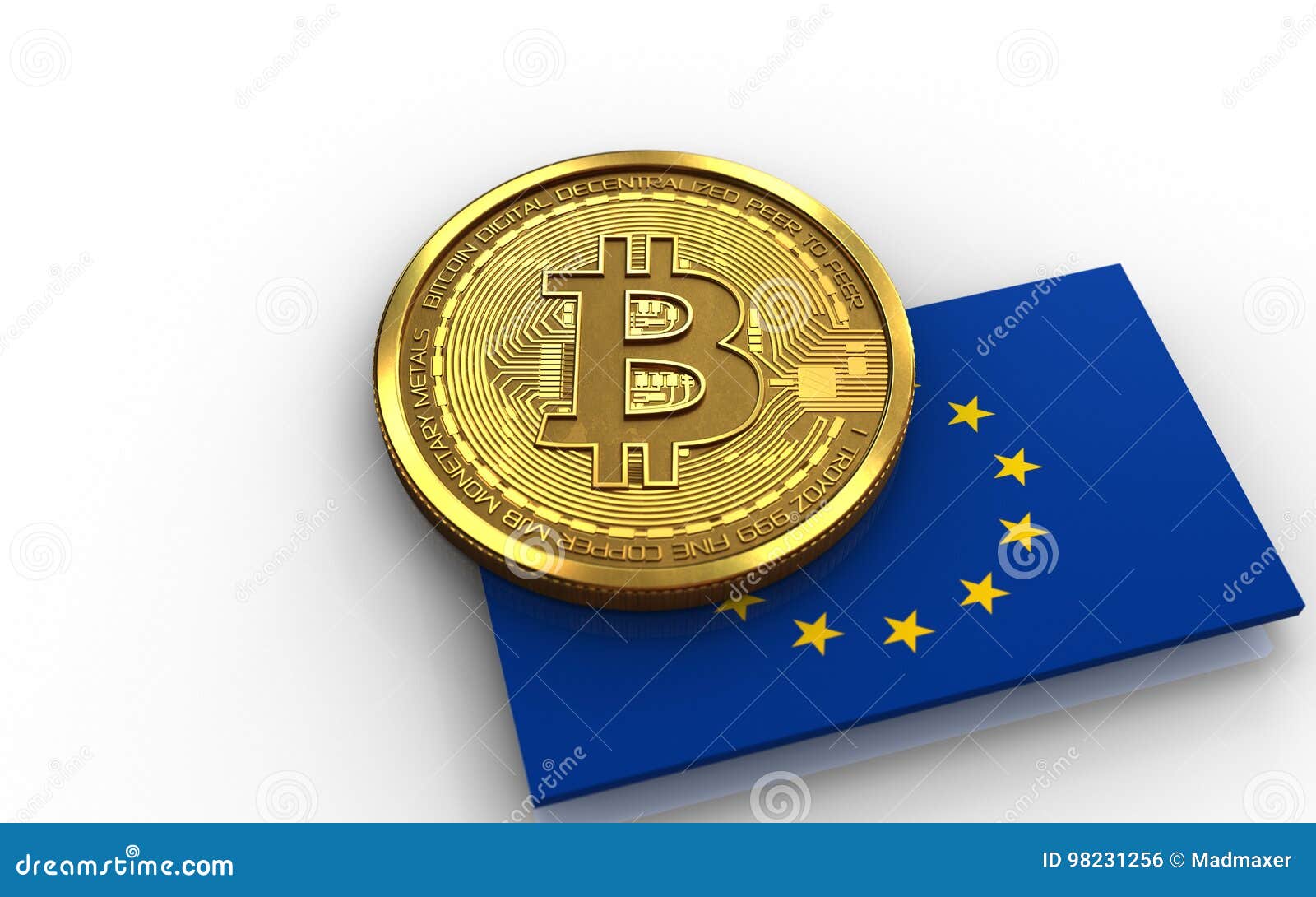 3d bitcoin EU flag stock illustration. Illustration of bitcoins - 98231256