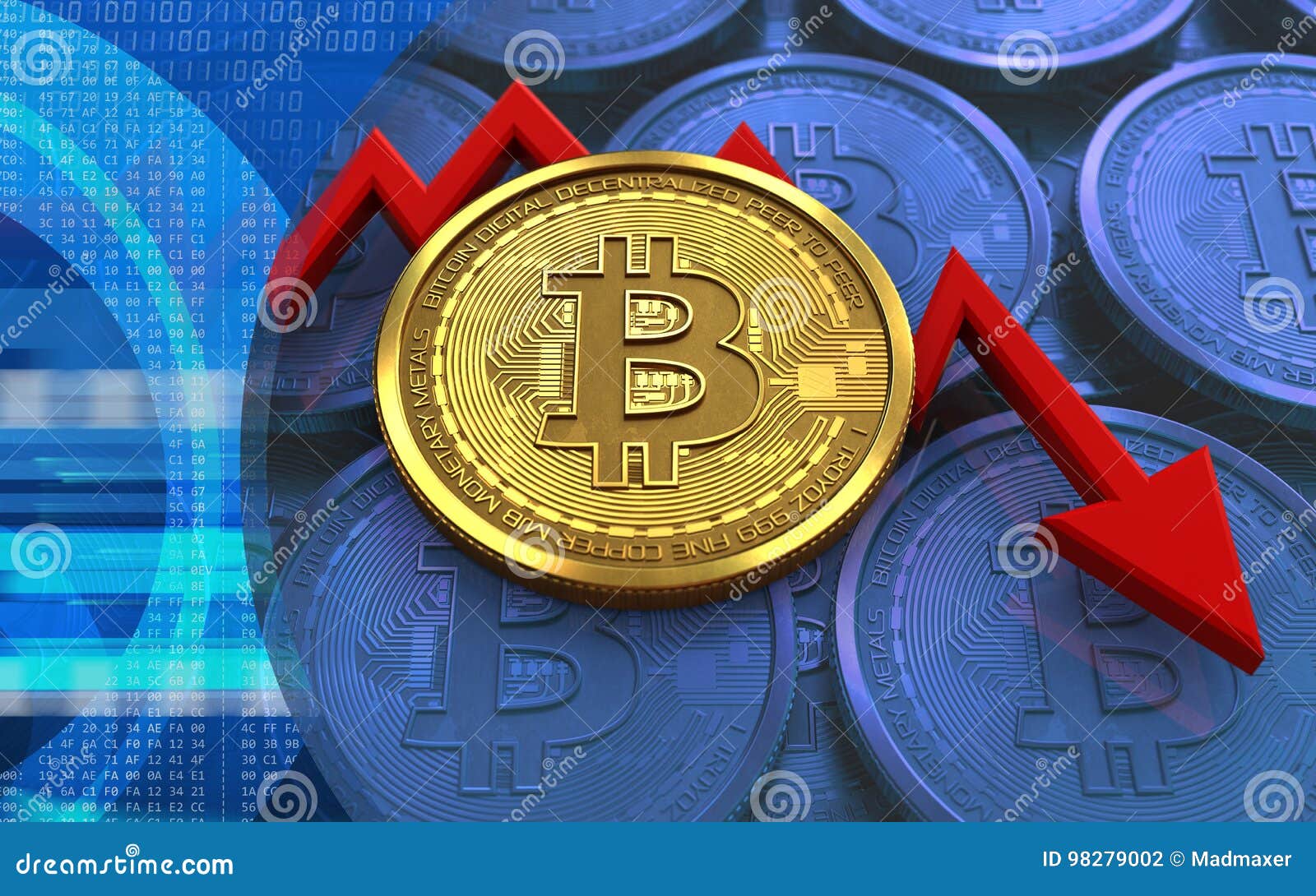 3d bitcoin failure diagram stock illustration. Illustration of data ...
