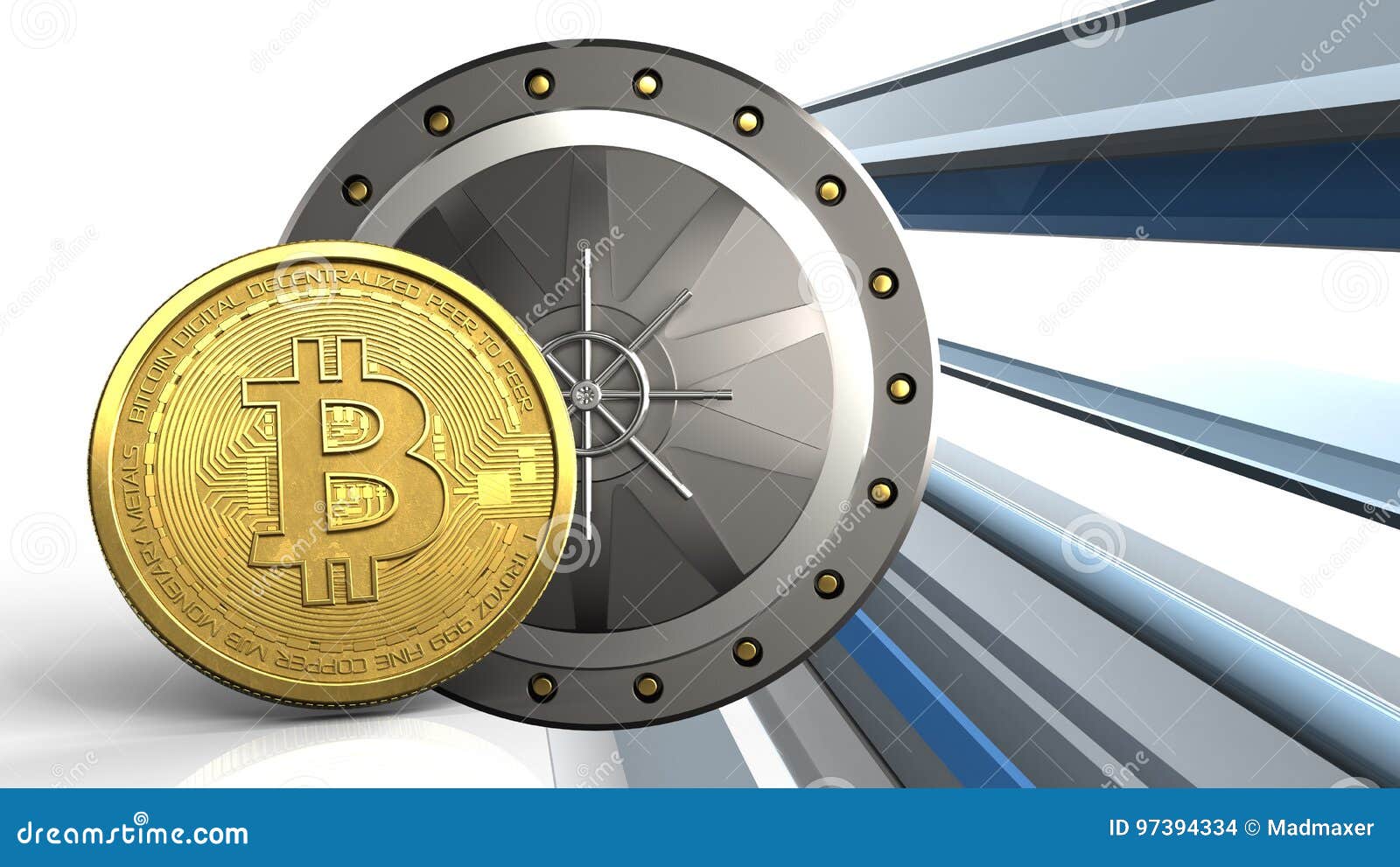 3d bitcoin stock illustration. Illustration of hacking - 97394334