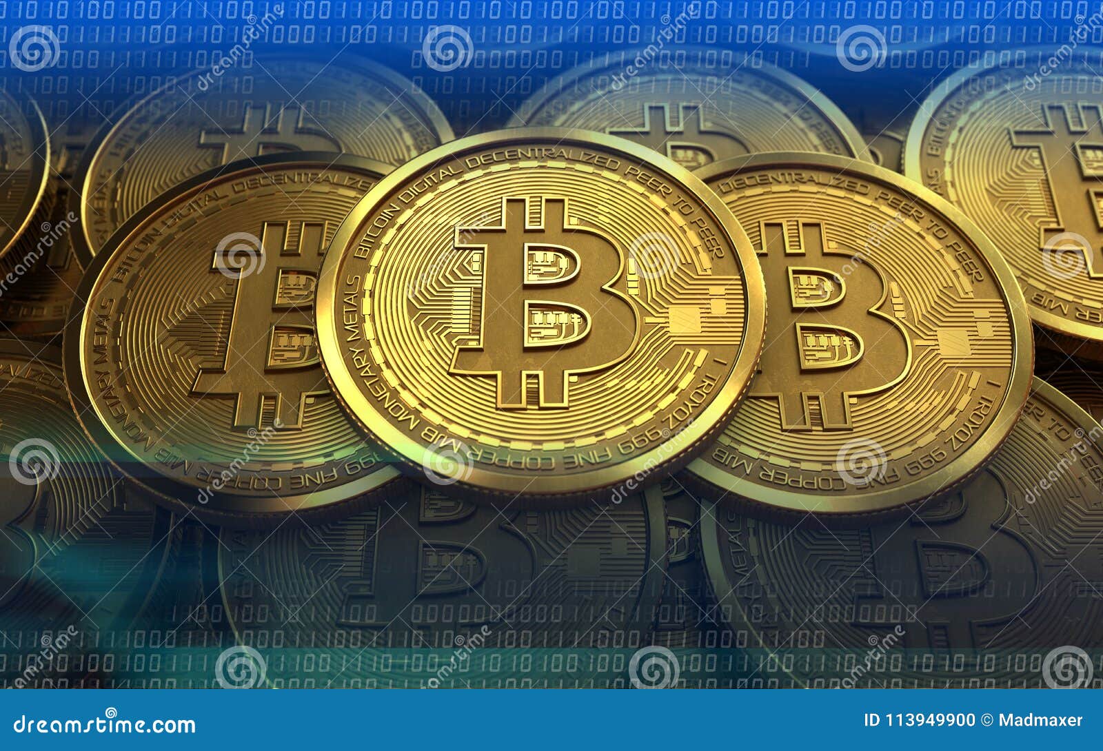 3d bitcoin stack stock illustration. Illustration of copper - 113949900