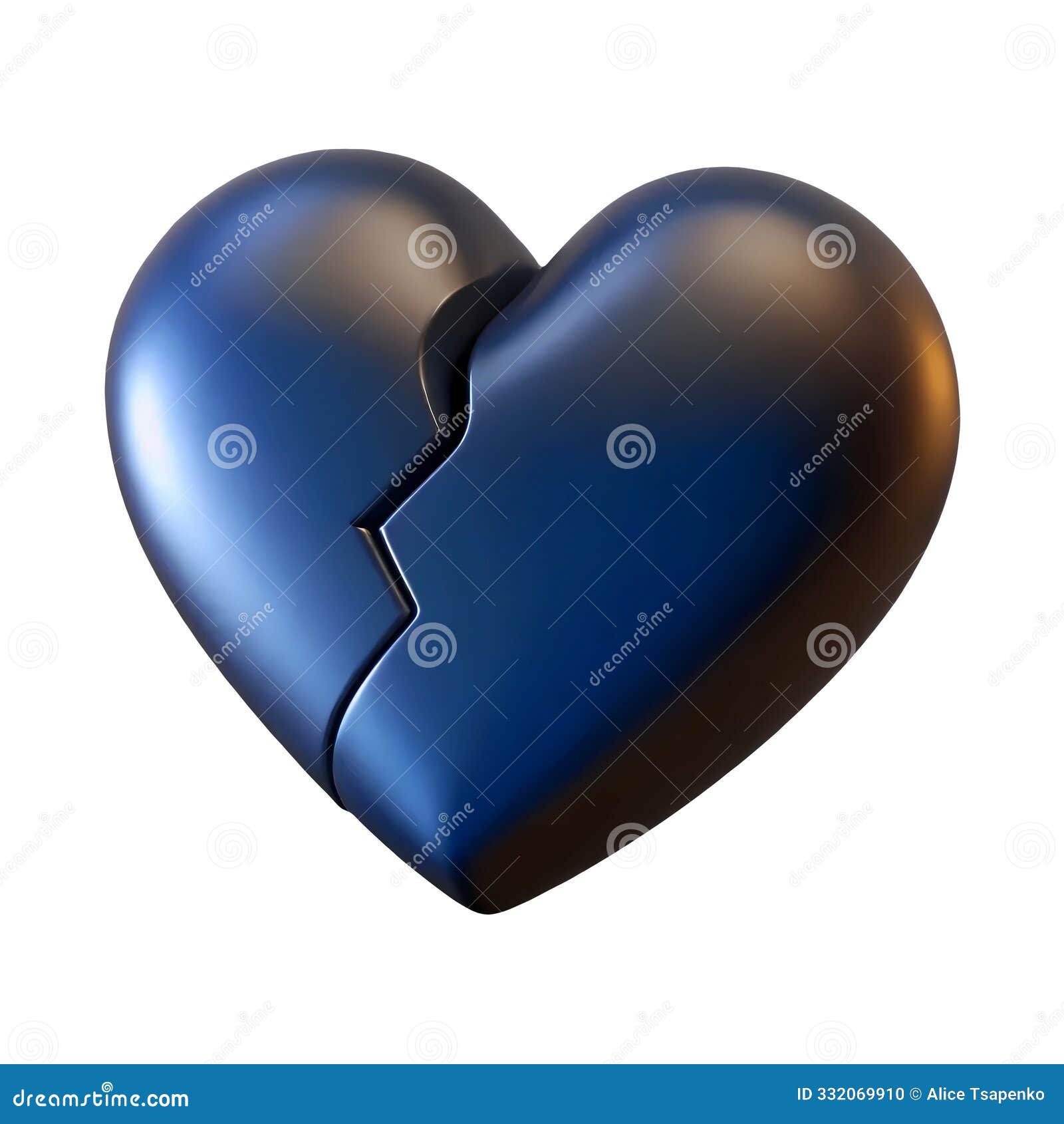 3d Black Broken Heart, Shiny Chrome Material. Trendy Y2k Design Element ...