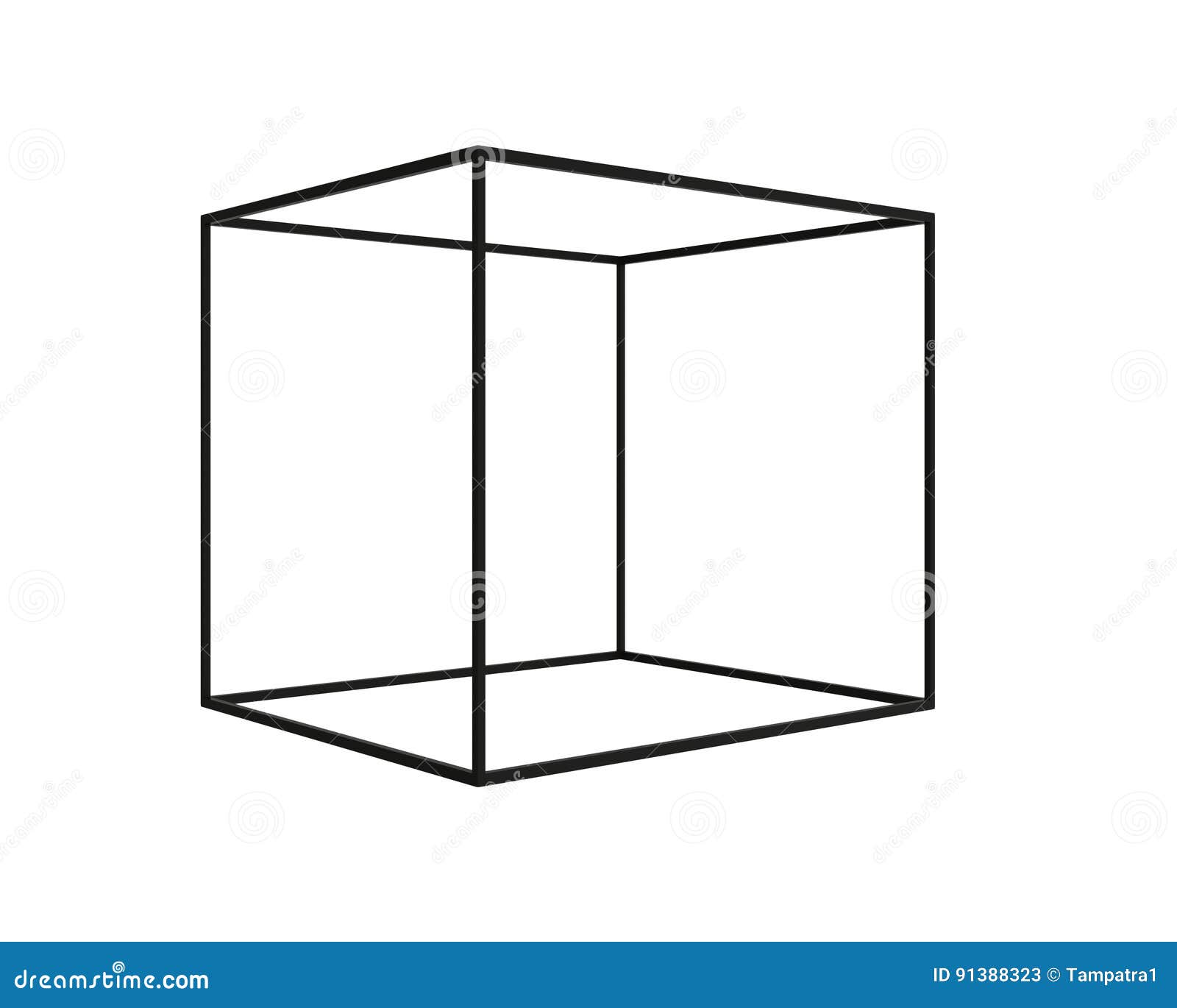 3D Black Empty Box Frame Isolated On White Background, Clipping Stock ...
