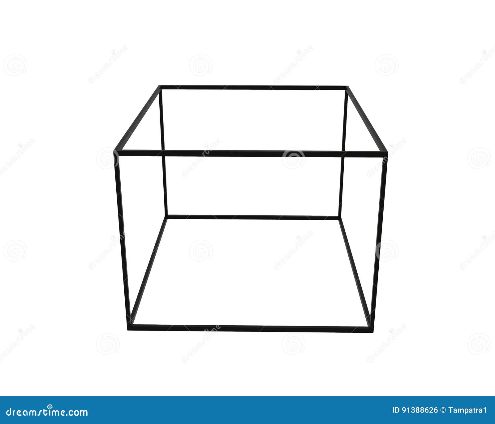 3D Black Empty Box Frame Isolated on White Background, Clipping Stock ...