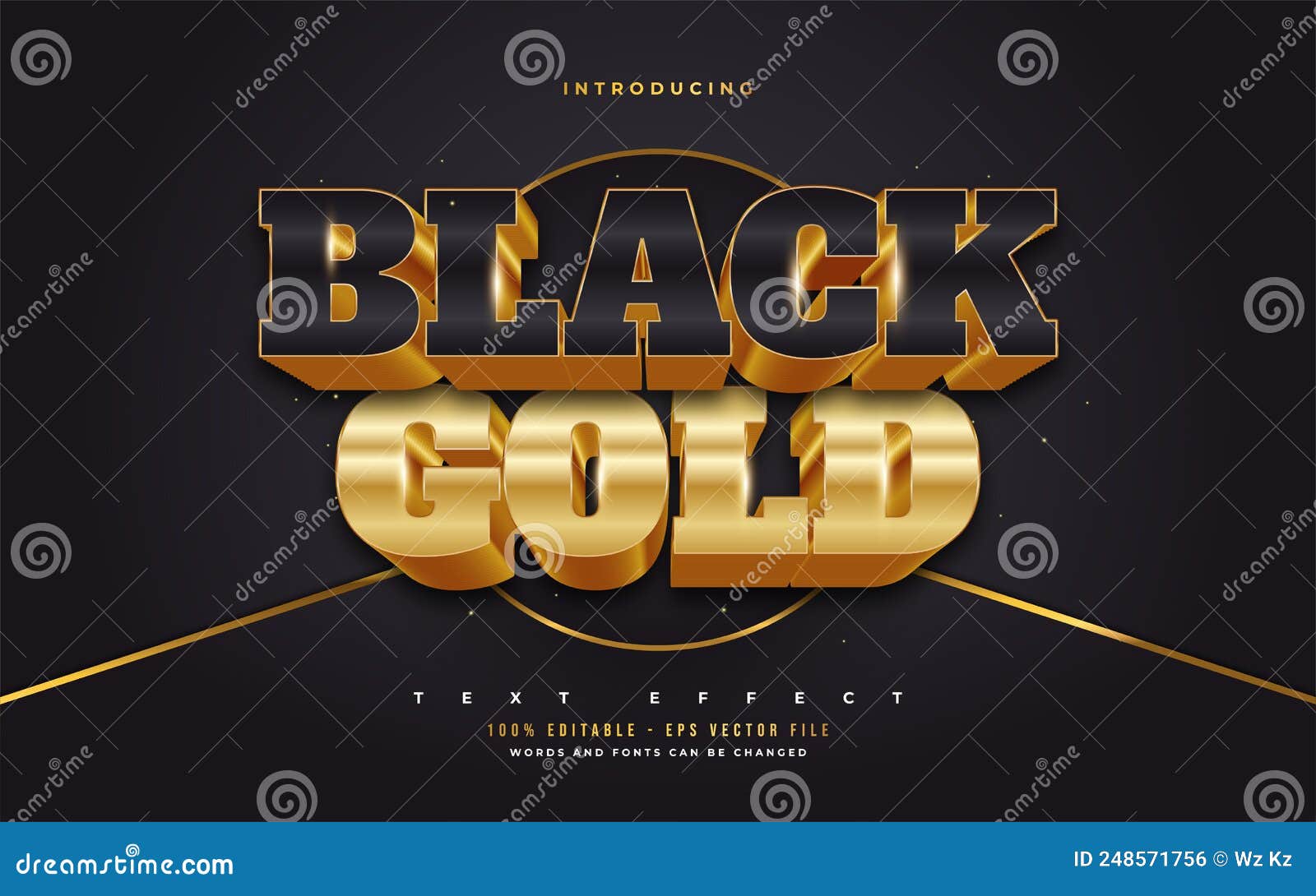 3D Black and Gold Text Style with Embossed Effect. Editable Text Style ...