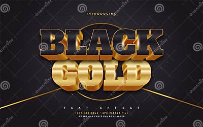 3D Black and Gold Text Style with Embossed Effect. Editable Text Style ...