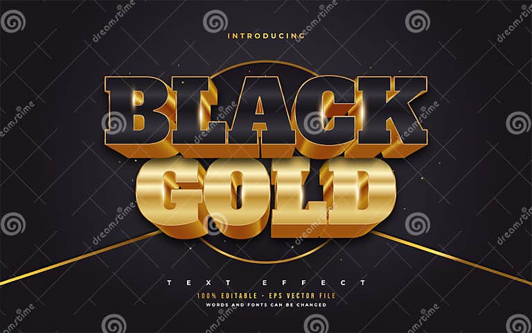 3D Black and Gold Text Style with Embossed Effect. Editable Text Style ...