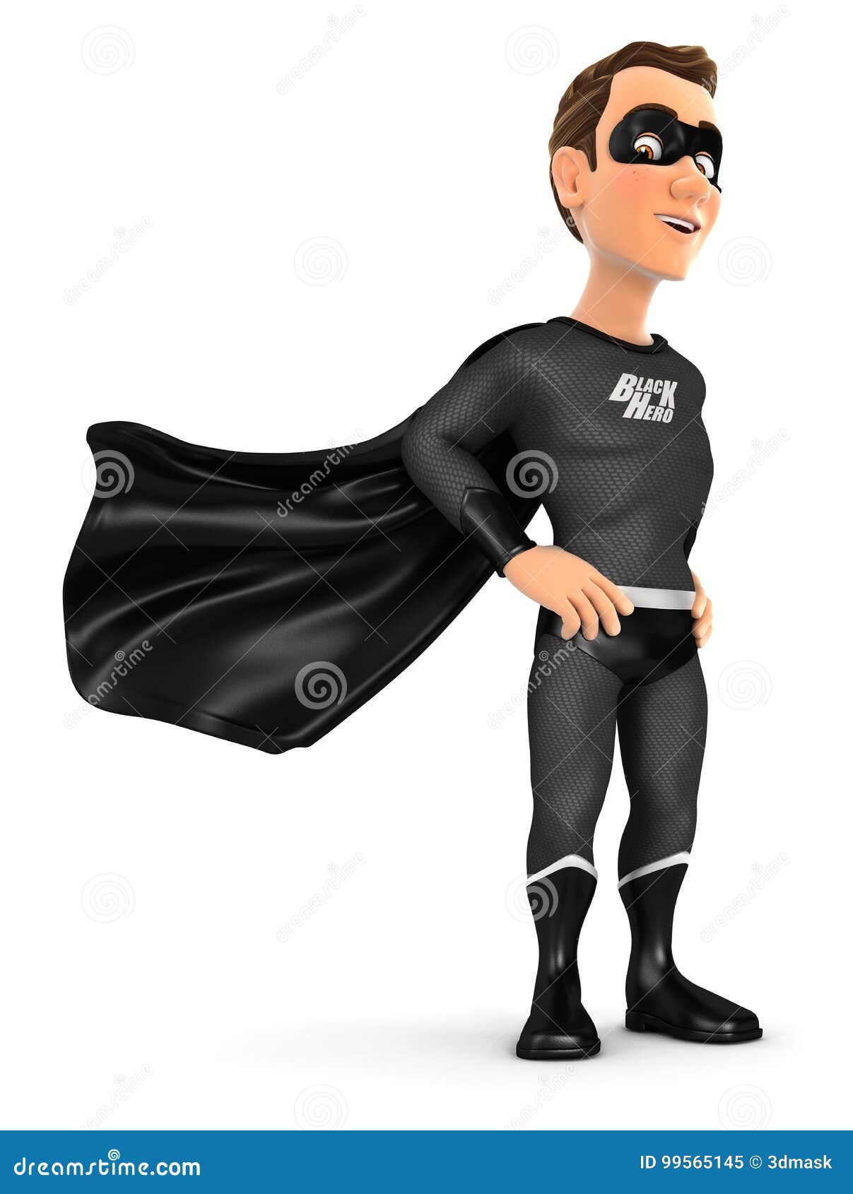Black Hero Cape. Realistic Draped Black Cloak Front Side And Back View ...