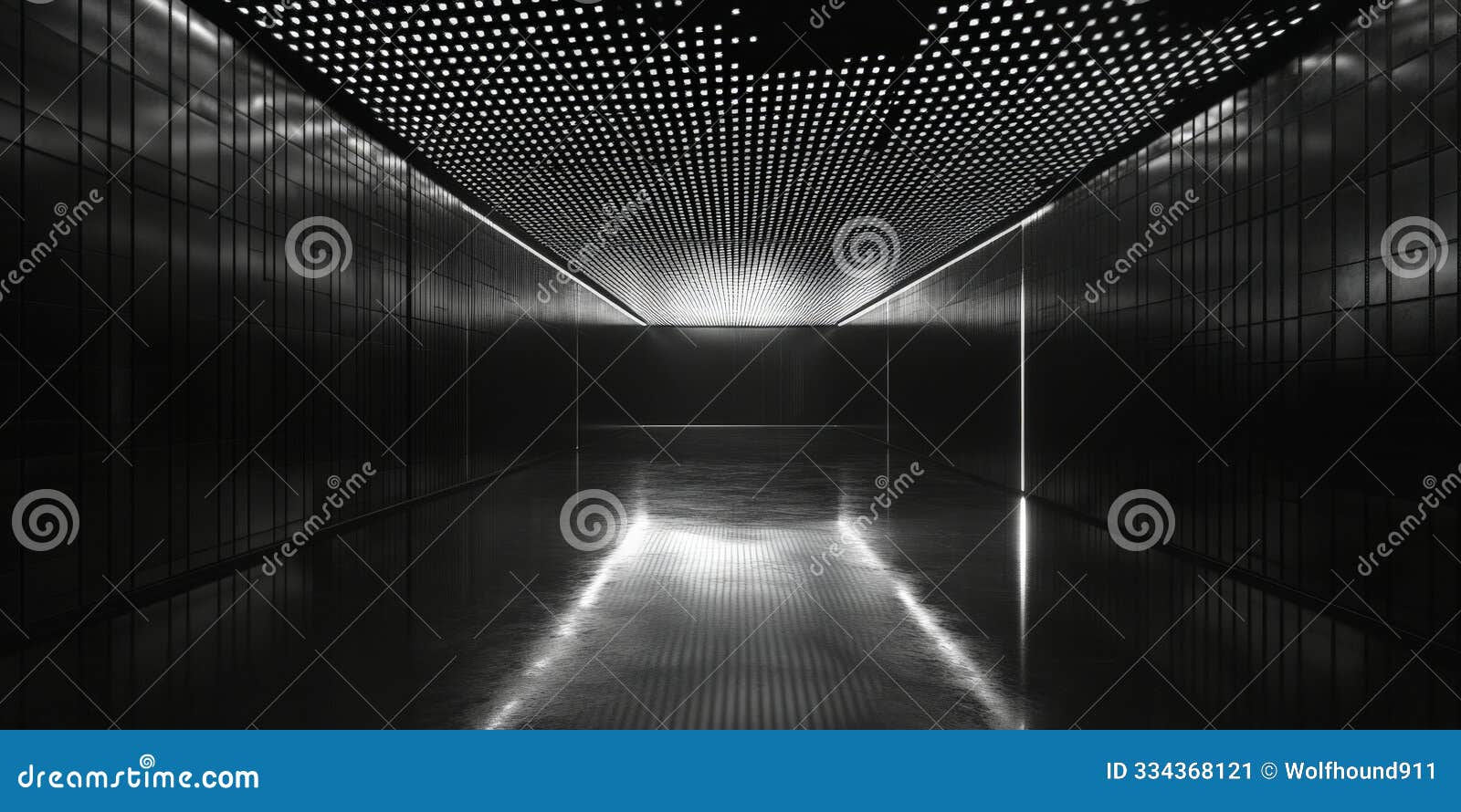 A 3D Black Interior with a Grid-like Structure on the Ceiling and Walls ...