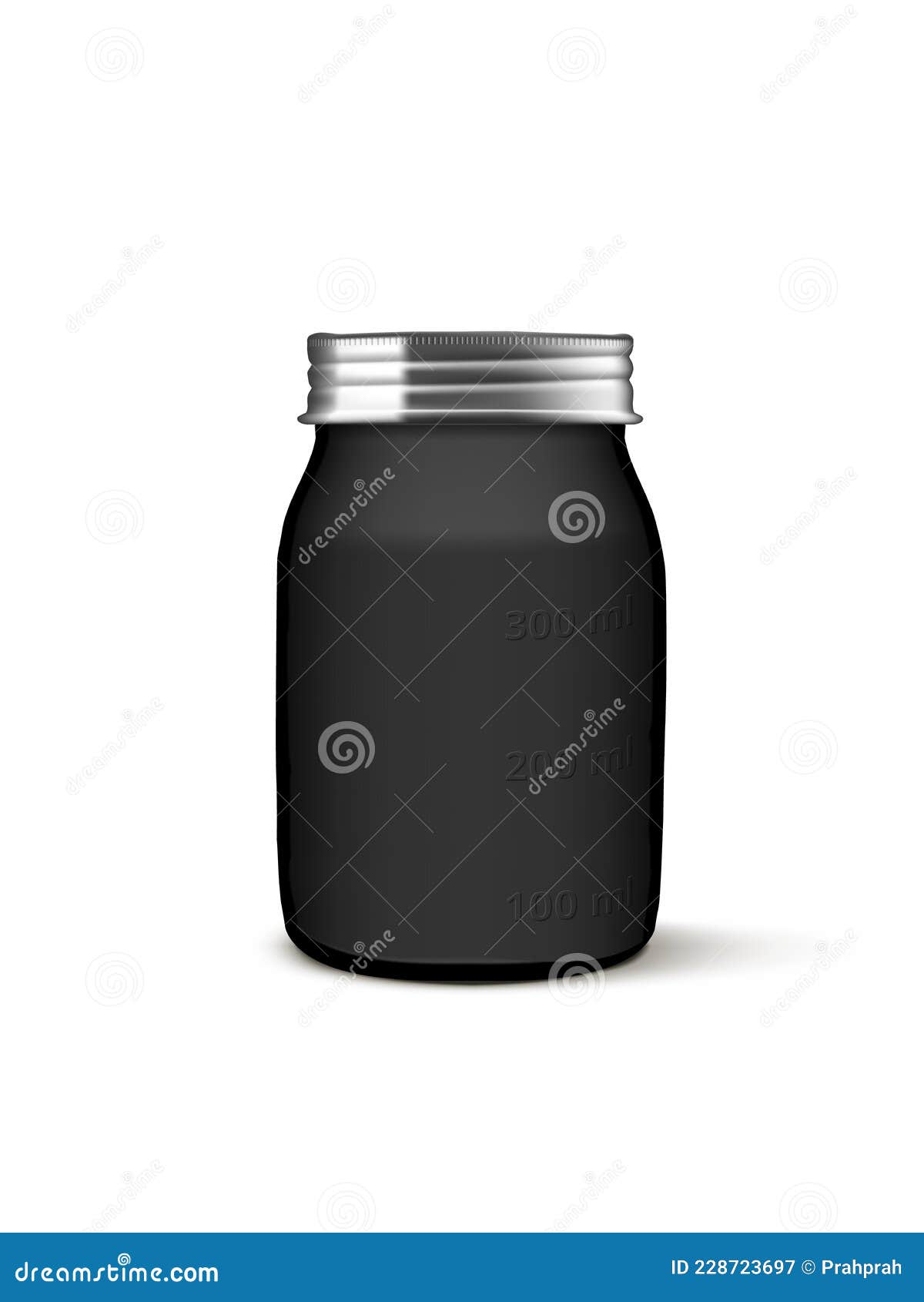 3D Black Jar with Milliliter Measurement on Side Stock Vector ...