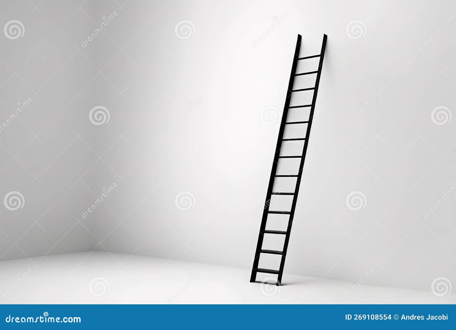 3D Black Ladder Over White Background. Copy Space Stock Illustration ...