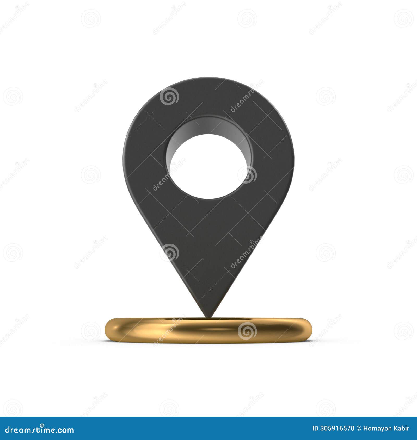 3D Black Map Pointer, Location Map Icon Stock Illustration ...