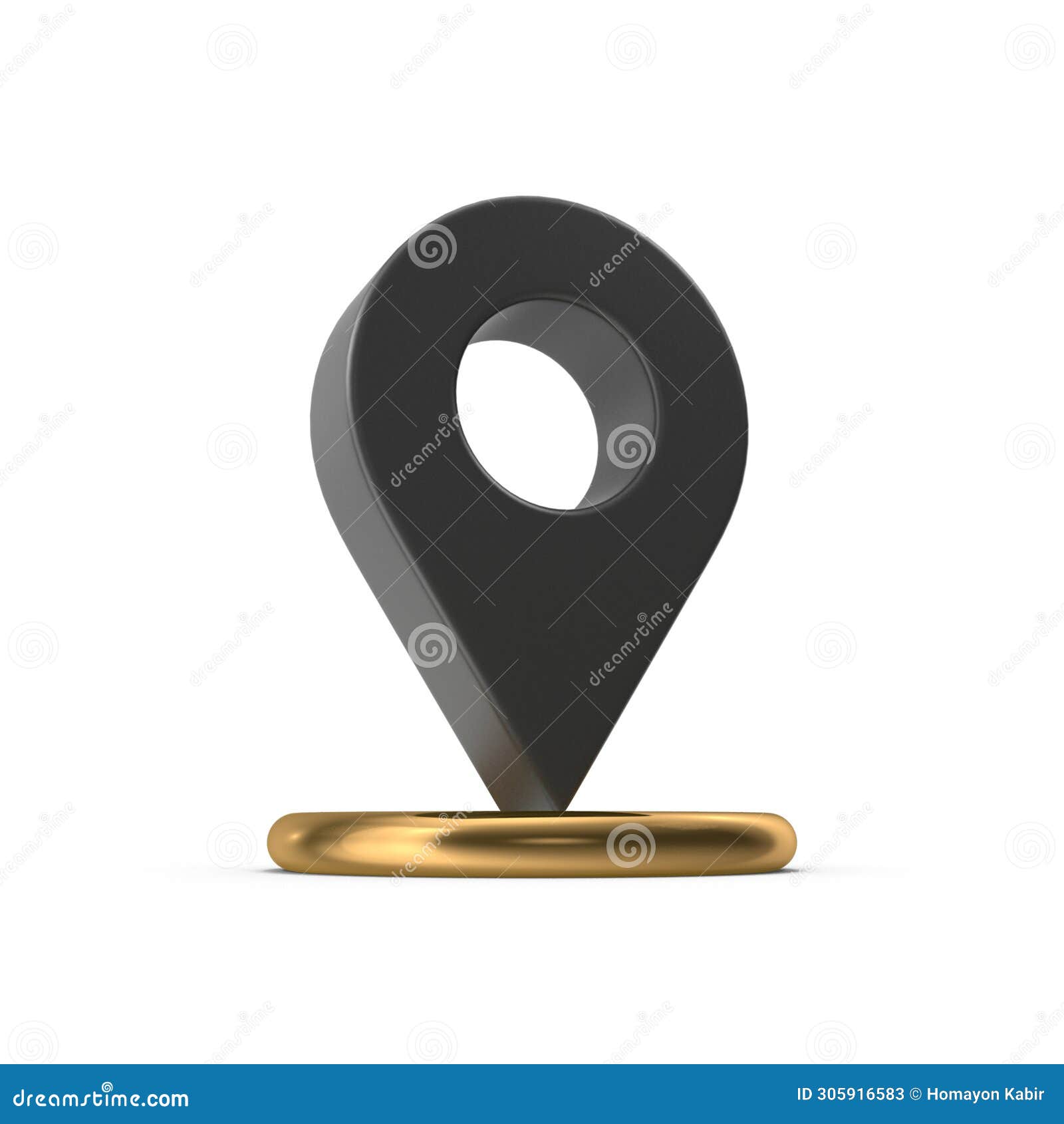 3D Black Map Pointer, Location Map Icon Stock Illustration ...