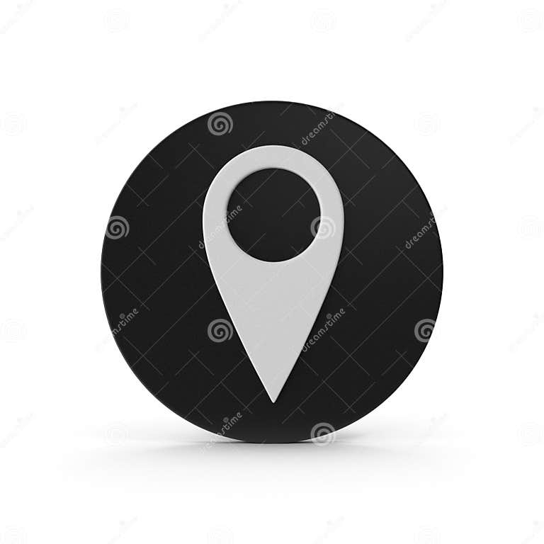 3D Black Map Pointer, Location Map Icon Stock Illustration - Illustration of information, icon ...