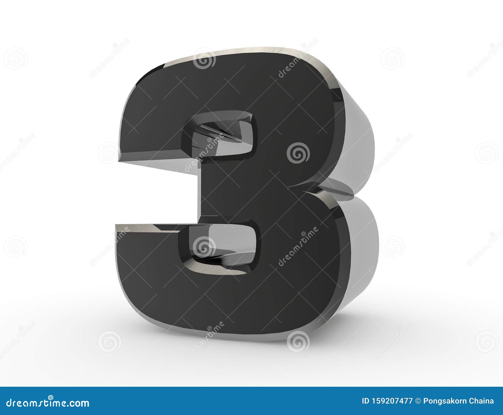 3d Black Number 3 Isolated on White Background 3d Rendering Stock ...