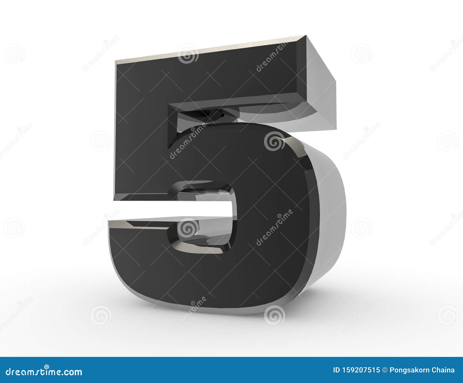 3d Black Number 5 Isolated on White Background 3d Rendering Stock ...